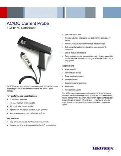 Tcp0150 Ac Dc Current Probe Datasheet Tektronix