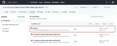 Cloud 透過 GitHub Action 部署 React 到 Azure Static Web App 並設定 Secret
