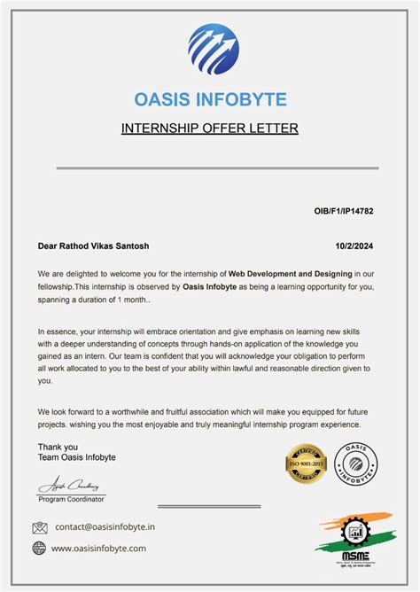 Vikas Rathod On Linkedin Oasisinfobyte Webdevelopment Oasisinfobyte Oasisinfobyteinternship