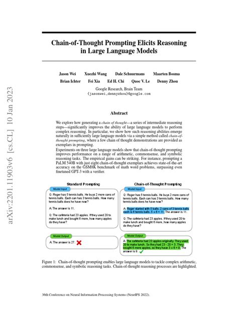 Chain Of Thought Prompting Elicits Reasoning In Llm Pdf Thought