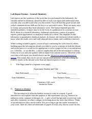 Lab Report Format 1 Docx Lab Report Format General Chemistry Lab Reports Are The Synthesis