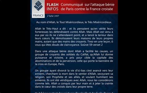 Attentats De Paris Les Djihadistes De Daesh Revendiquent Les Attaques