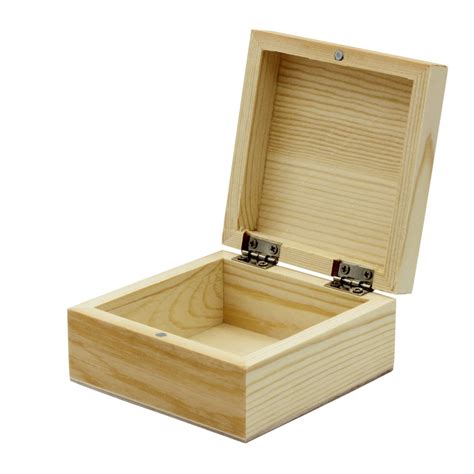 Mini Wood Craft Box 35 Inch Unfinished Hinged Lid And Magnetic Closure