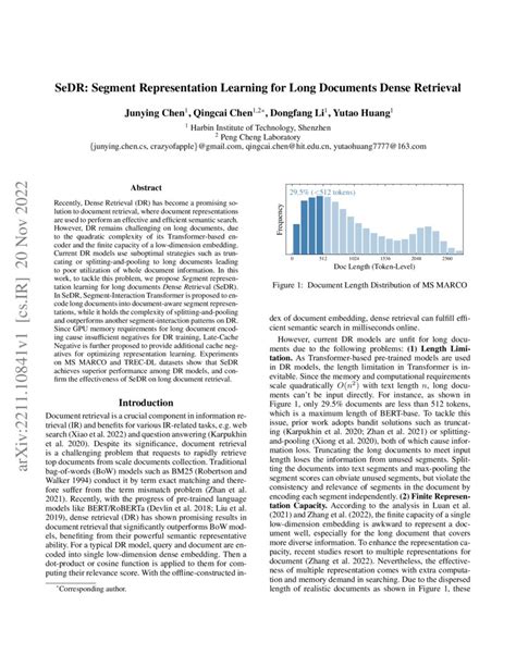 sedr segment representation learning for long documents dense retrieval deepai