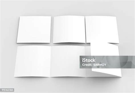 접혀평방 4 4fold브로셔 모형에 고립 된 부드러운 회색 배경 3d 설명입니다 0명에 대한 스톡 사진 및 기타 이미지 0명 공란 깨끗한 Istock