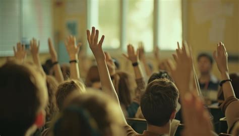 Premium Photo Student Hand Up In The Classroom