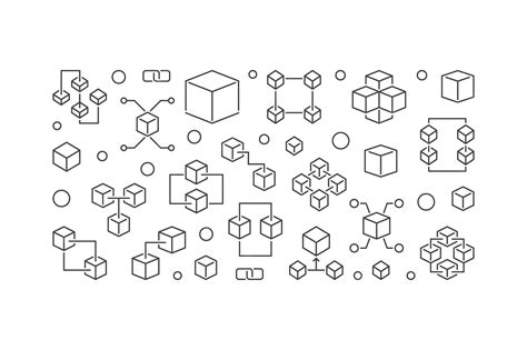 Premium Vector Blockchain Technology Vector Concept Linear Horizontal Banner