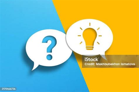 창의적인 아이디어 또는 문제 해결 개념 말풍선에 전구와 물음표 물음표에 대한 스톡 사진 및 기타 이미지 물음표 질의응답