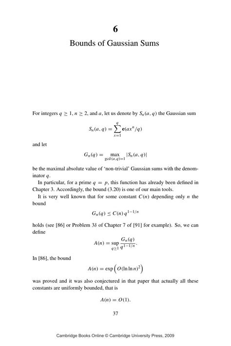 Bounds Of Gaussian Sums Chapter Character Sums With Exponential Functions And Their