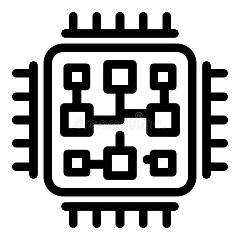 Electronic Microchip Scheme Icon Representing Semiconductor Technology