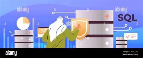 Arabic Male Admin Working With Dataserver Sql Structured Query Language