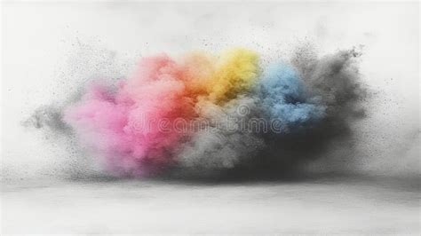 A Vibrant Explosion Of Colored Powder Creating A Dynamic Visual Effect Stock Illustration
