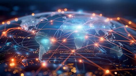 Abstract Digital World Map Concept Of Global Network And Connectivity On Earth Data Transfer And