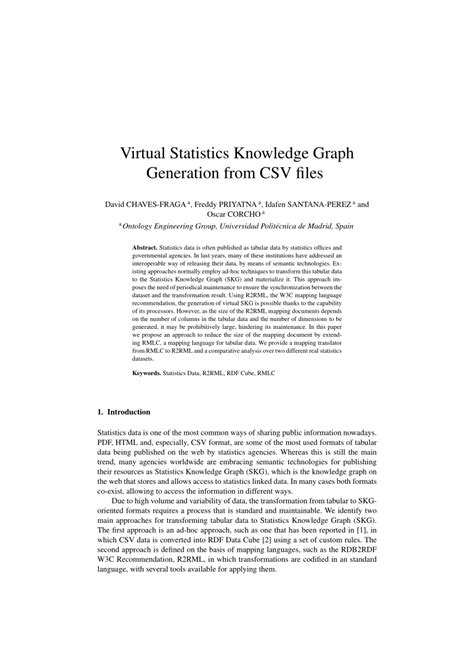 Pdf Virtual Statistics Knowledge Graph Generation From Csv Files