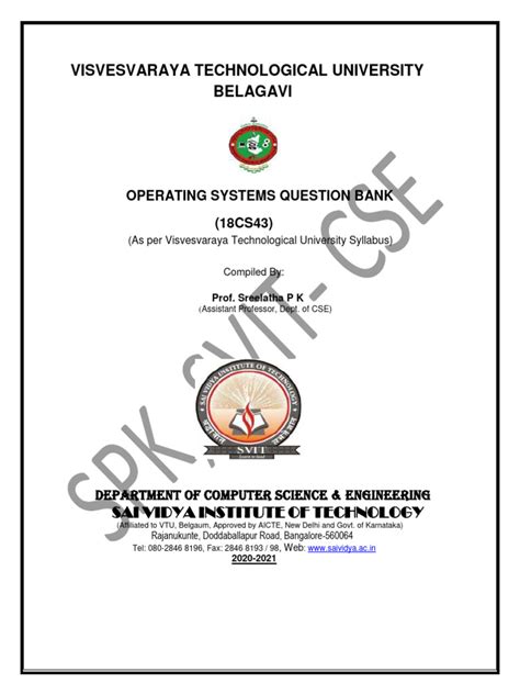 Os Iii Semquestion Bank Pdf Process Computing Scheduling