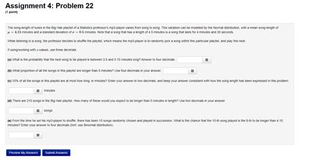 solved assignment 4 problem 22 1 point the song length of
