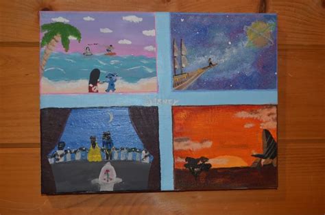 Disney Character Paintings Lilo And Stitch Treasure Planet Beauty And The Beast The Lion King