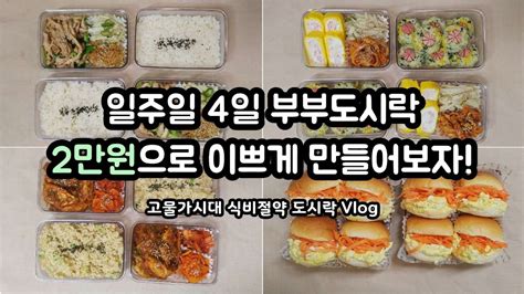 일주일 4일 부부 도시락 2만원으로 식비 절약하면서 이쁘게 도시락 싸기 고물가 식비절약 직장인도시락 Youtube