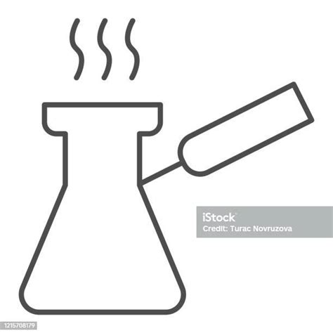 커피 터크 얇은 라인 아이콘입니다 에스프레소 기호를 양조터키어 구리 냄비 흰색 배경에 윤곽 스타일 그림 모바일 컨셉 및 웹