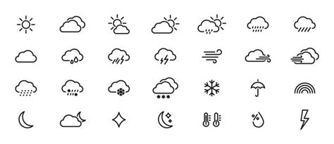 Premium Vector Weather Linear Icons Weather Forecast