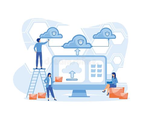 cloud computing concept team administrator and developer working with