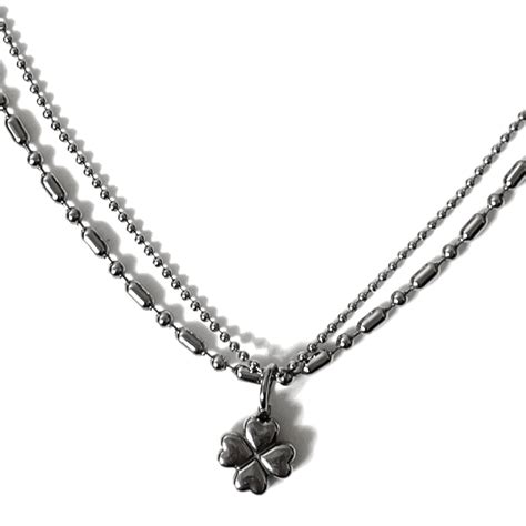 히피와이 Clover Necklace 클로버 목걸이 써지컬 레이어드 군번 볼 체인 Y2k 키치 스트릿