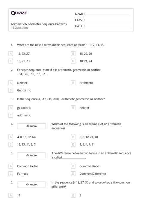 50 Number Patterns Worksheets For 7th Grade On Quizizz Free And Printable