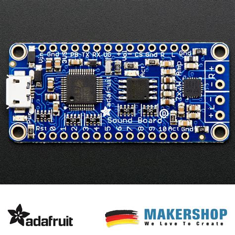 Adafruit Audio FX Sound Board 2x2W WAV OGG Trigger 16MB Arduino 2217 MAKERSHOP DE