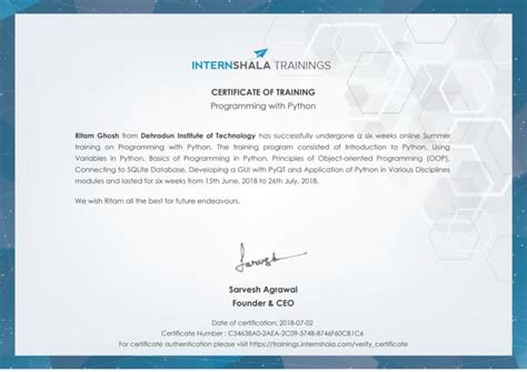 Programming With Python Training Certificate Pdf