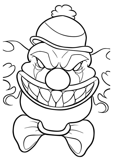 Free Printable Scary Clown Coloring Page Sheet And Picture For Adults