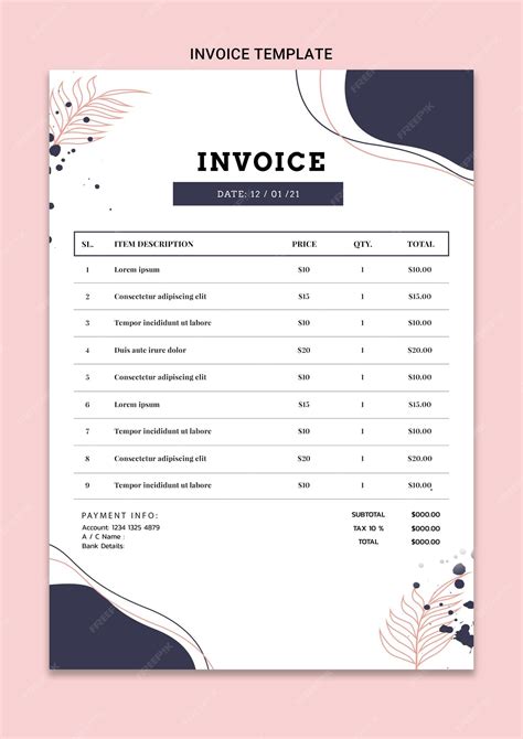 Modèle De Facture De Consultant Pour Excel Design Psd Premium