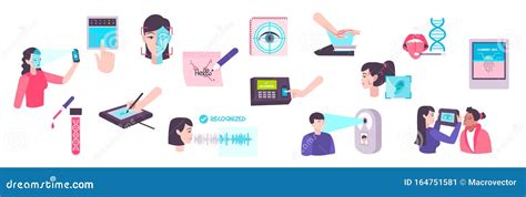 Biometric Icons Biometric Verification And Identification Line Icon Set Vector Illustration