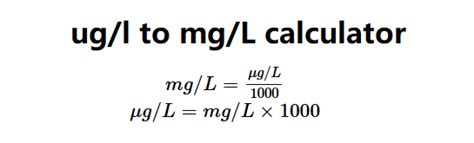 μg L To Mg L And Mg L To μg L Calculator