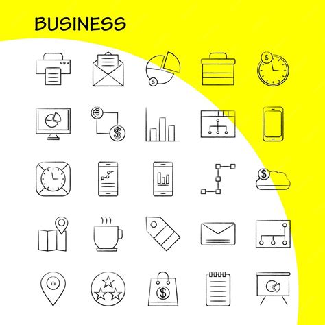 Free Vector Business Hand Drawn Icons Set For Infographics Mobile Uxui Kit And Print Design