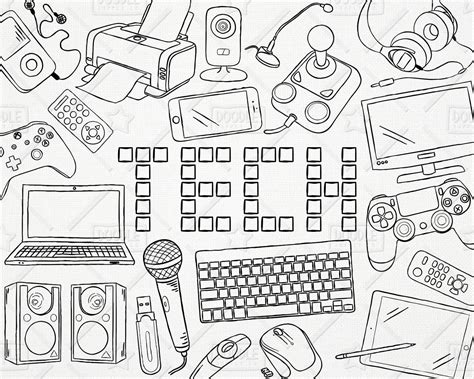 Doodle Technology Vector Pack Tech Clipart Electronics Clipart