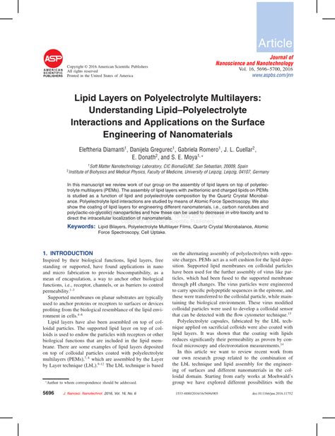 Pdf Lipid Layers On Polyelectrolyte Multilayers Understanding Lipid Polyelectrolyte