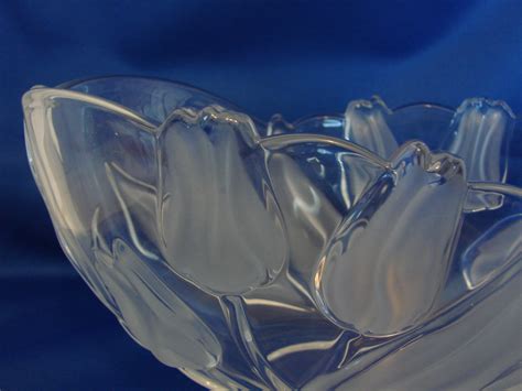 Vintage Mikasa Lead Crystal Tulips Satin Round Bowl Mikasa Crystal Serving Bowl Bowls