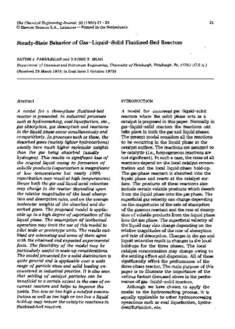 Pdf Steady State Behavior Of Gas—liquid—solid Fluidized Bed Reactors