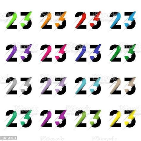 종이 컷 번호 스물 세 23 흰색 배경에 고립 된 사실적인 3d 멀티 레이어 종이 절단 효과 알파벳 문자 글꼴의 그림입니다 생일 또는 결혼식 인사말 디자인을위한 장식 요소