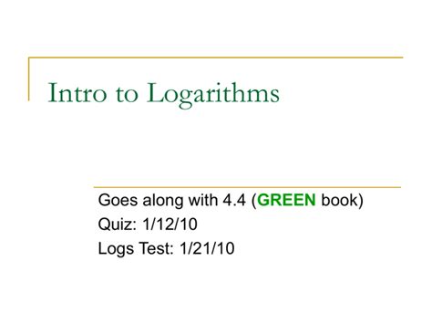 Intro To Logarithms