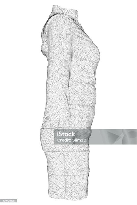 흰색 배경에 고립 된 마네킹에 착용 재킷 와이어 프레임 3d 측면 보기 벡터 일러스트레이션 0명에 대한 스톡 벡터 아트 및 기타 이미지 Istock