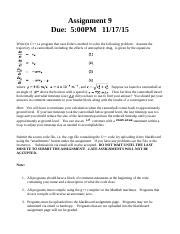 Assignment9 Pdf Assignment 9 Due 5 00PM 11 17 15 Write In C A