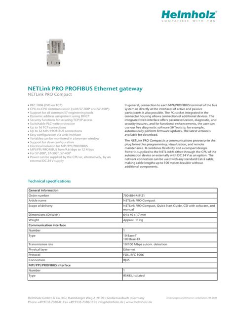 Netlink Pro Profibus Ethernet Gateway Pdf Transmission Control Protocol Message Passing