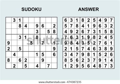 vector sudoku answer puzzle game numbers เวกเตอร์สต็อก ปลอดค่า
