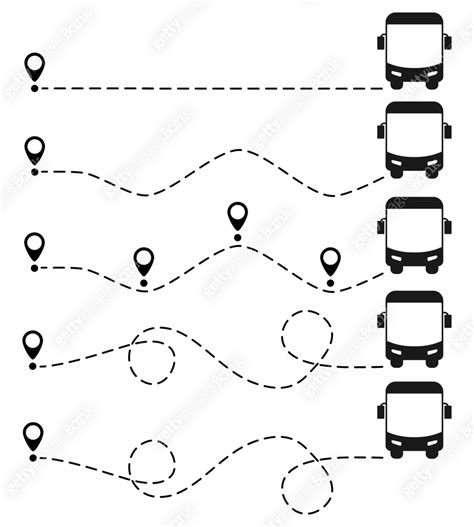 Bus Route With Location Pin Set 이미지 1492411041 일러스트 무료 일러스트 아이콘 무료 아이콘 게티이미지뱅크