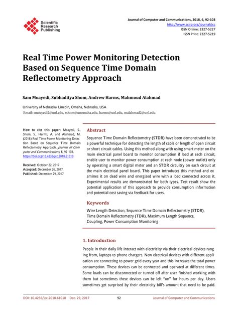 Pdf Real Time Power Monitoring Detection Based On Sequence Time Domain Reflectometry Approach