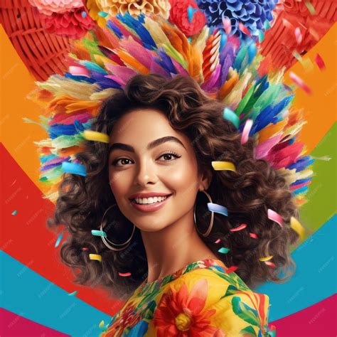 Premium Ai Image Brazil Girl With A Drink In Summer Colorful Background