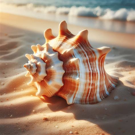 Seaside Splendor Luxurious Conch Shells And Their Meanings Generative Ai Stock Illustration