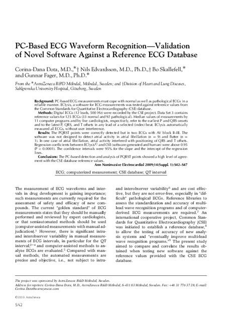 Pdf Pc‐based Ecg Waveform Recognition—validation Of Novel Software