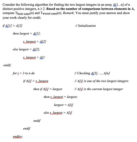 Solved Consider The Following Algorithm For Finding The Two